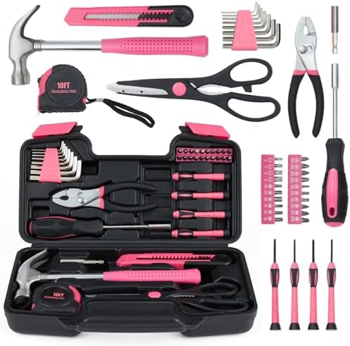 39-Piece All Purpose Household Pink Tool Kit for Girls, Ladies and ...