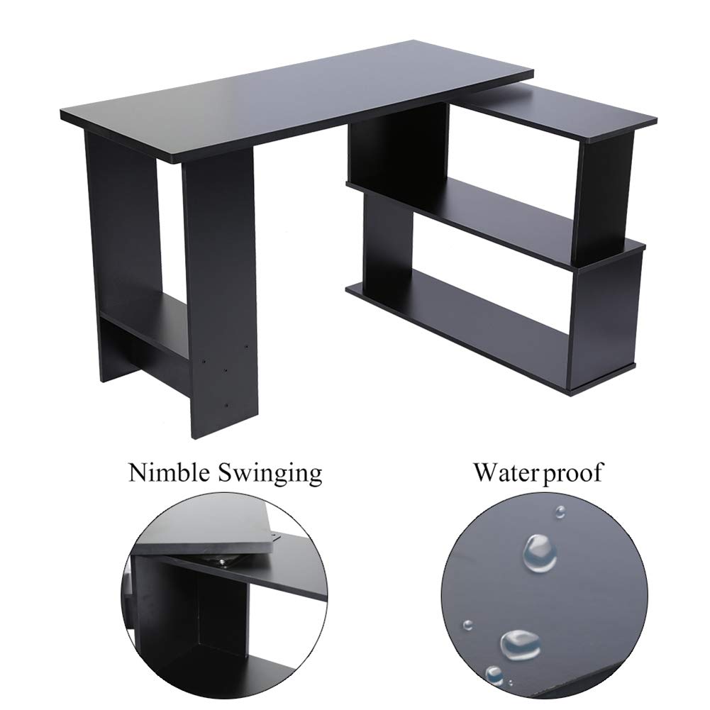 Lyrlody L Shaped Desk Folding Computer Desk Corner Pc Laptop ...