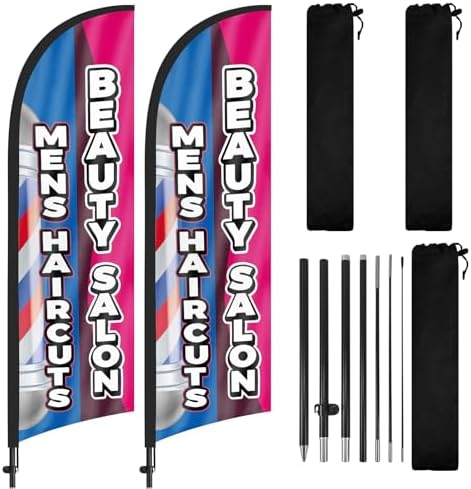 Amazon.com: Beauty Salon Flags Banner Swooper Feather Flag Pole Kit ...