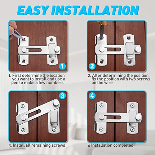 Lxoraziy 4 Pieces Stainless Steel Door Latch Lock, 4 inch Flip Latch ...