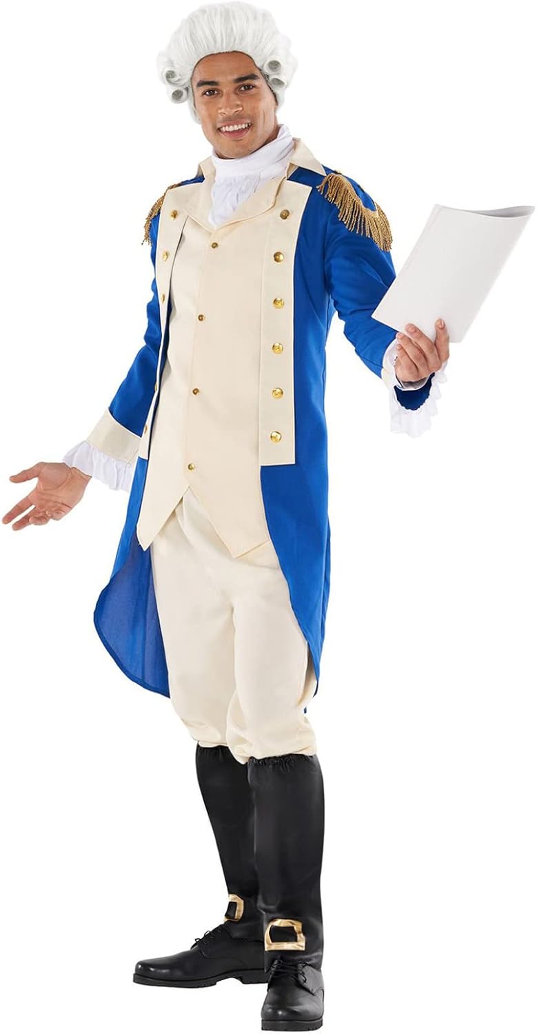 Amazon.com: Morph George Washington Costume Adult With Wig, Founding ...