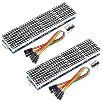 AOICRIE 2PCS MAX7219 Dot Matrix Module for Arduino Microcontroller 4 in 1 Display with 5pin Line ...