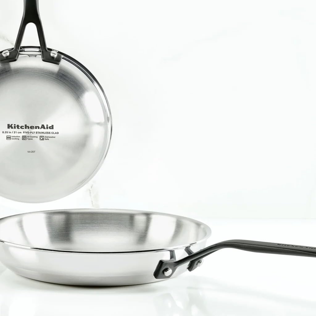 KitchenAid - 5-Ply Clad Polished Stainless Steel Frying Pan Set ...