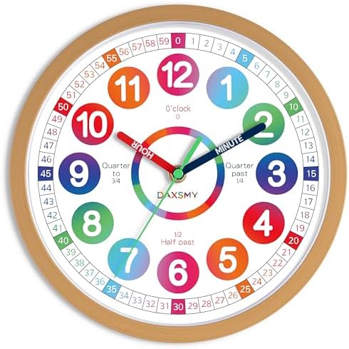 Amazon.com: VREAONE Kids Clock-Silent Analogue Classroom Clock -Telling ...