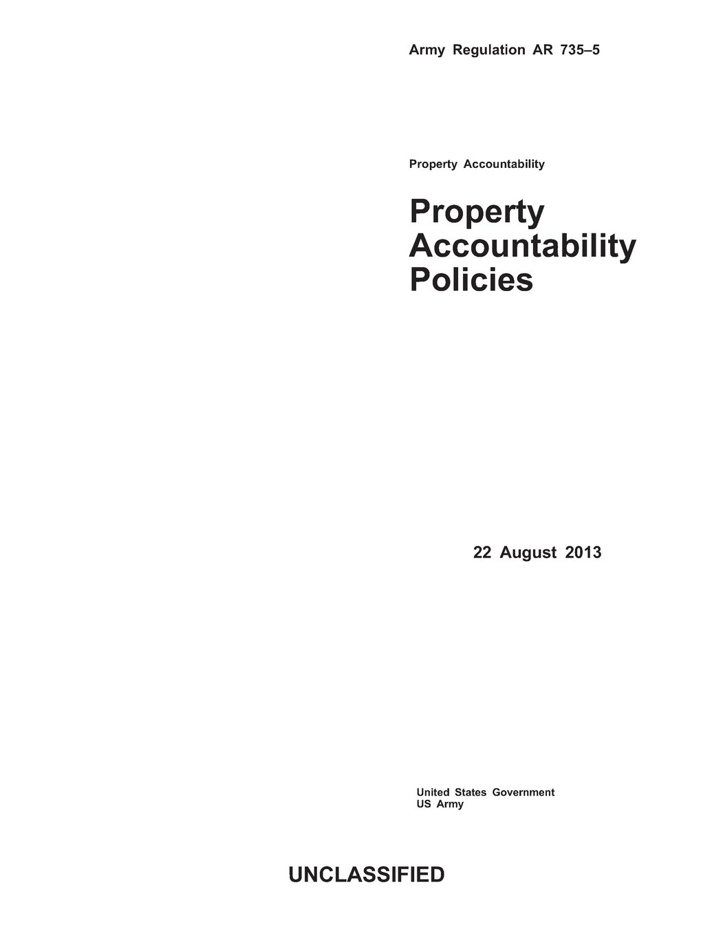 Army Regulation AR 735-5 Property Accountability Policies 22 August ...