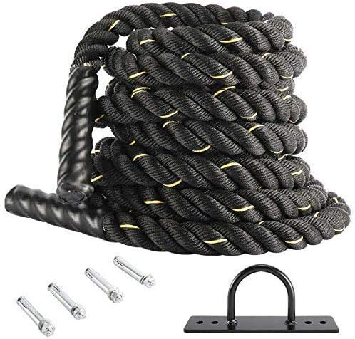 XMSound Battle Rope 1.5" Battle Exercise Training Rope 30ft/40fT Length ...