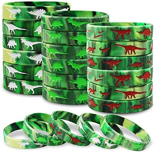 Amazon.com: Heqishun 30 Pack Dinosaurs Silicone Wristbands Dinosaurs ...