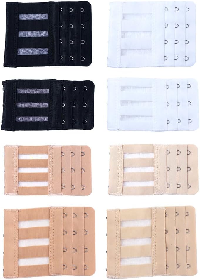 Leadigol 8 Pcs Bra Extenders, 4 Hooks/3 Hooks Elastic Bra Strap ...