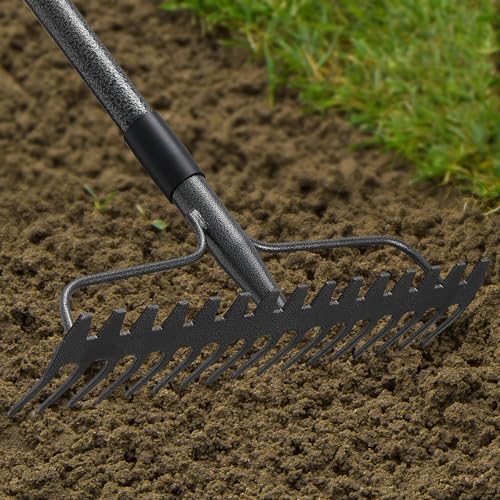 Amazon.com : JAOTREL 60'' Heavy Duty Garden Rake with Stainless Steel ...