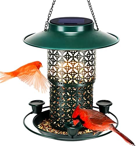 Amazon.com : Solar Bird Feeder for Outside, Lightess Metal Wild Bird ...
