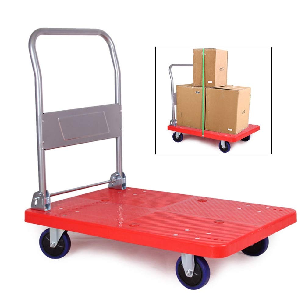 Buy Folding Platform Cart On Swivel Wheels Heavy Duty Flatbed Hand ...