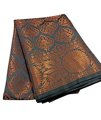 Buy HAMIDA Bano Banarsi Kubera Pettu Copper Zari Weaving Saree Soft ...