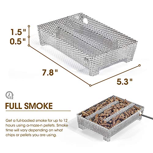 5" x 8" Pellet Smoker Tray 12 Hours of Billowing Smoke, Smoker Box for ...