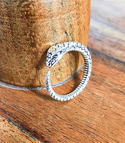 Buy Silvertree925 Adjustable Snake Ring in PURE Sterling Silver Serpent Ring, Unisex Snake Ring ...