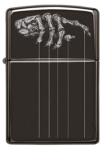 Snapklik.com : Skeleton Puppet Strings High Polish Black Pocket Lighter