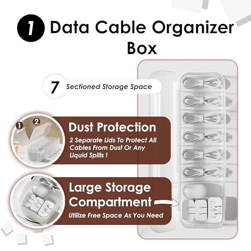 LURMAC Data Cable Organizer Box Wire Organizer 7 Compartments Desk ...