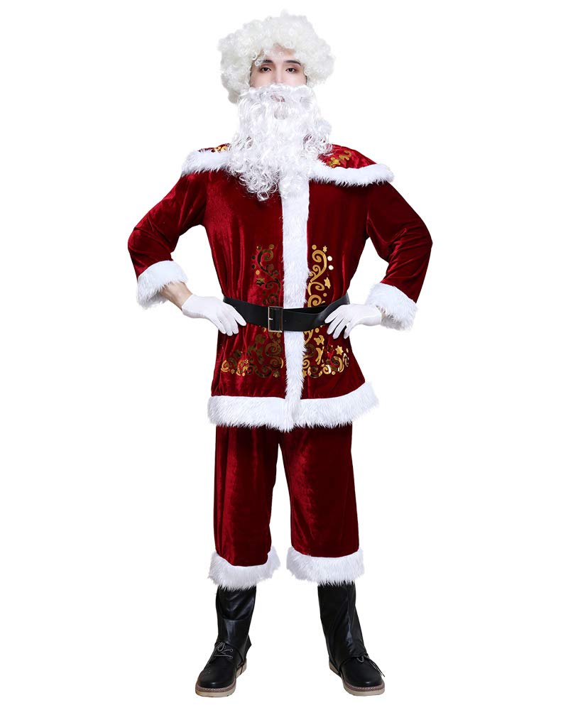Buy Men's Christmas Mr Santa Claus Cosplay Costume Suit Outfit with ...