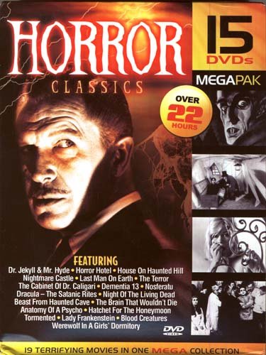 Amazon.com: Horror Classics - Mega Pak - 15 DVDs - 19 Terrifying Movies ...