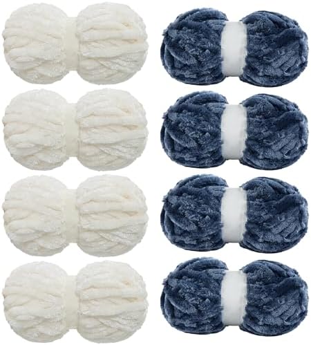 Amazon.com: HOMBYS Fluffy Velvet Chenille Yarn 8 Pack,Super Bulky ...