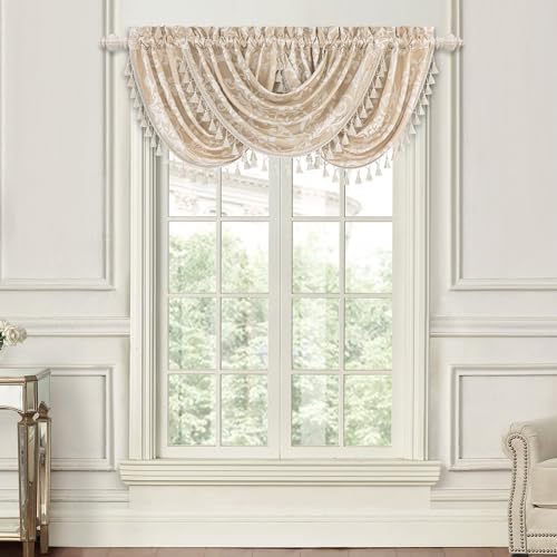 Amazon.com: Loom and Mill Luxury Waterfall Valances for Living Room ...