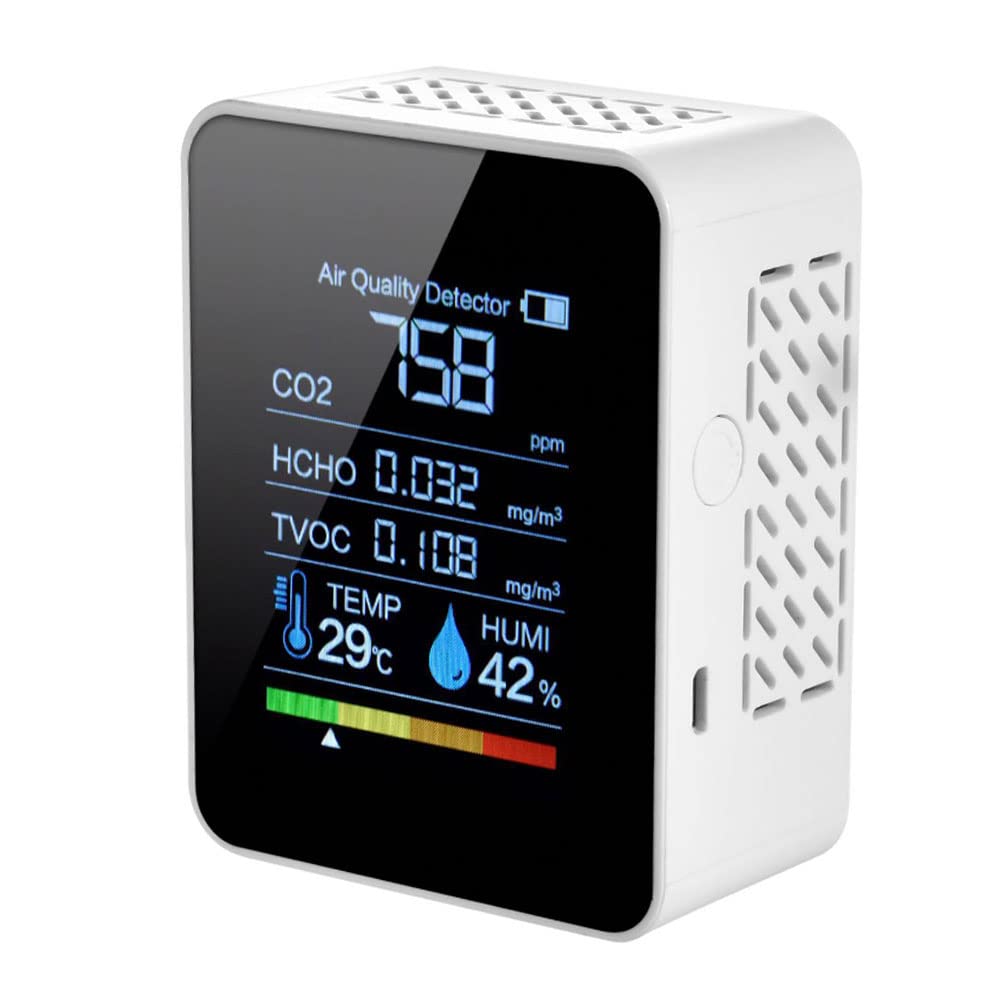 Amazon.com: Preshwous 5 in 1 Air Quality Monitor Indoor, 1200mAh Type-c ...