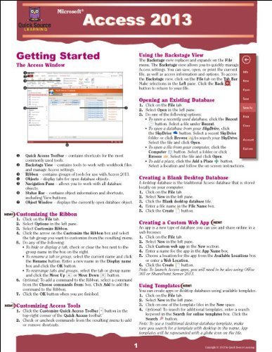 Access 2013 Quick Source Reference Guide by Quick Source (2013-09-01 ...