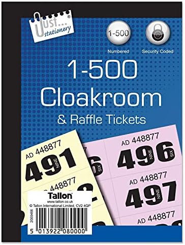 Raffle/Cloakroom Tickets Numbered 1-500, 12 Pack | Perforations ...
