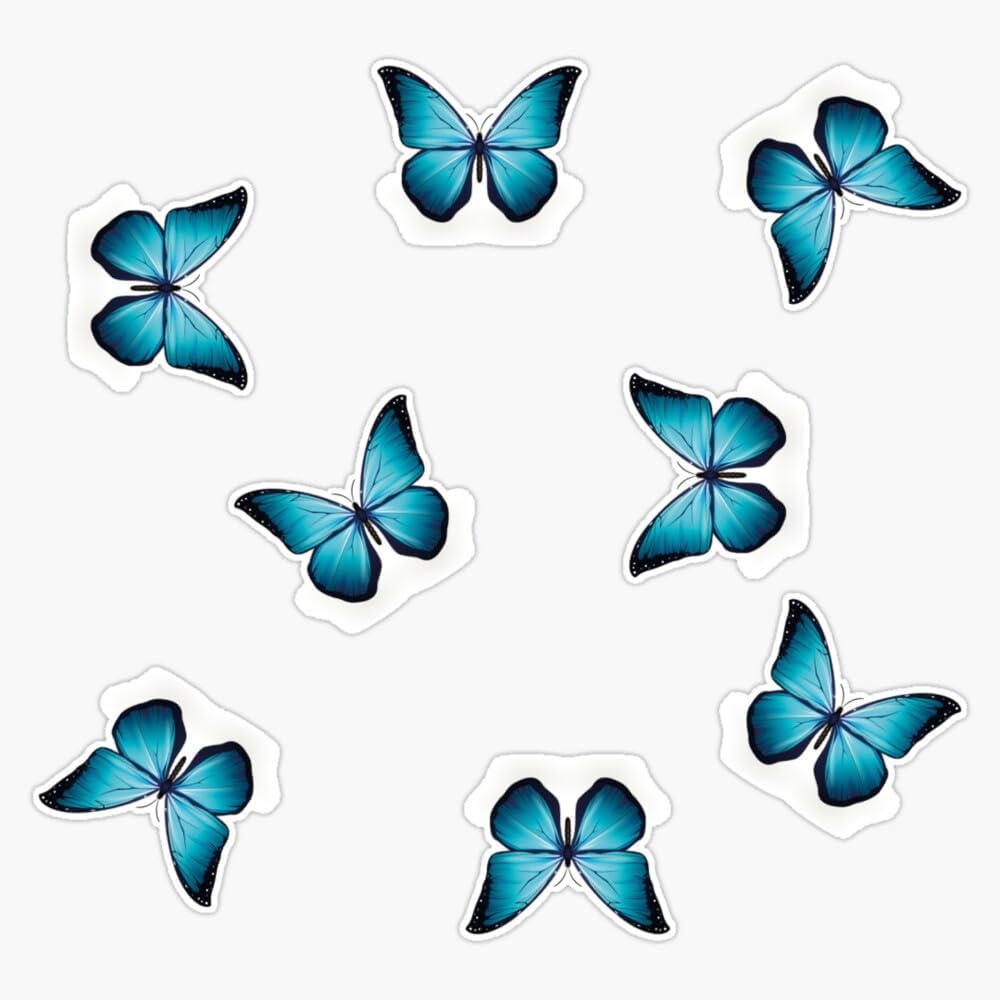 Amazon.com: Blue Butterfly Sticker Vinyl Waterproof Sticker Decal Car ...
