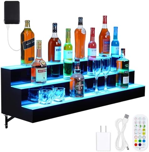 Amazon.com: GarveeTech LED Lighted Liquor Shelves, 3 Tier 30 Inch ...