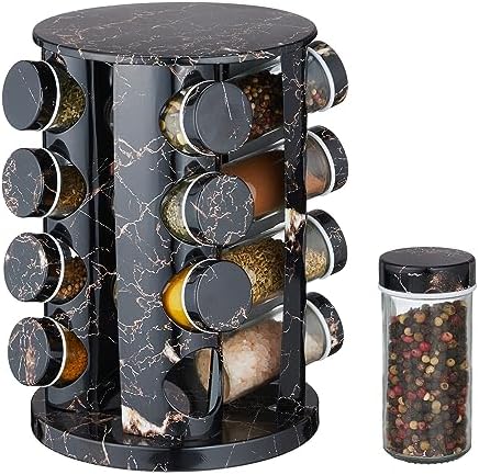 Relaxdays Spice Carousel with 16 Spice Jars with Shaker Insert Rotating ...