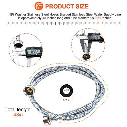 Snapklik.com : Beaquicy 4 Ft Washing Machine Hoses Burst Proof Braided ...
