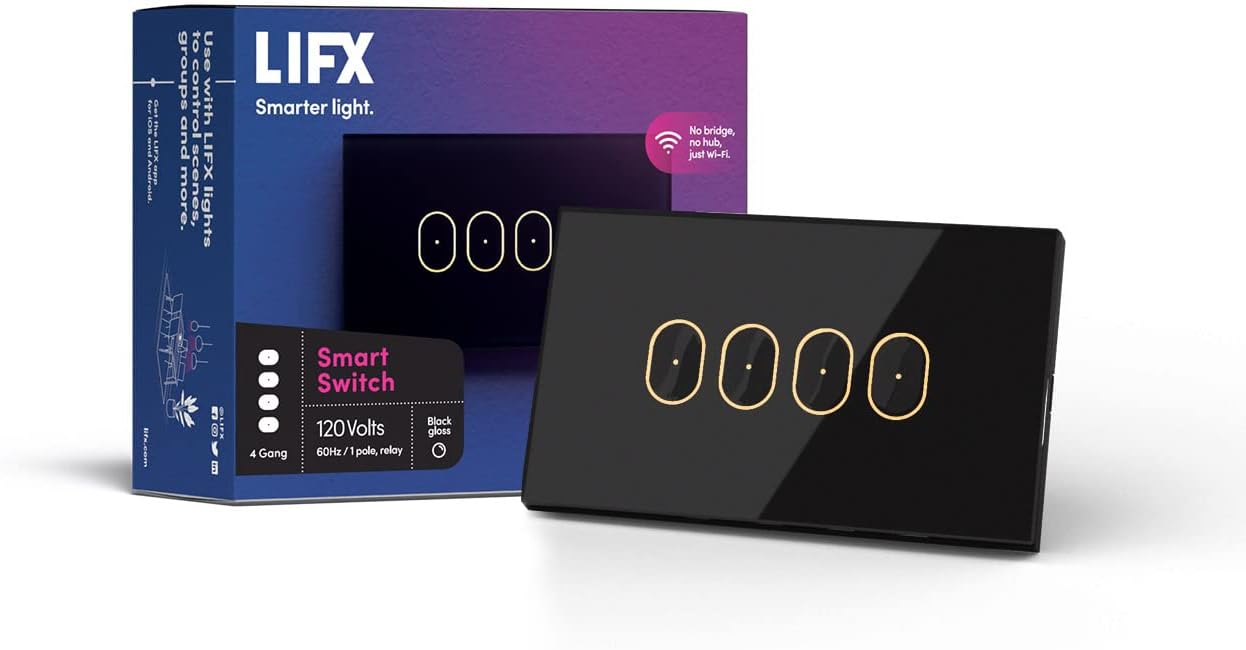 LIFX Smart Switch, 4 Button in-Wall Wi-Fi Smart Touch Glass Switch ...