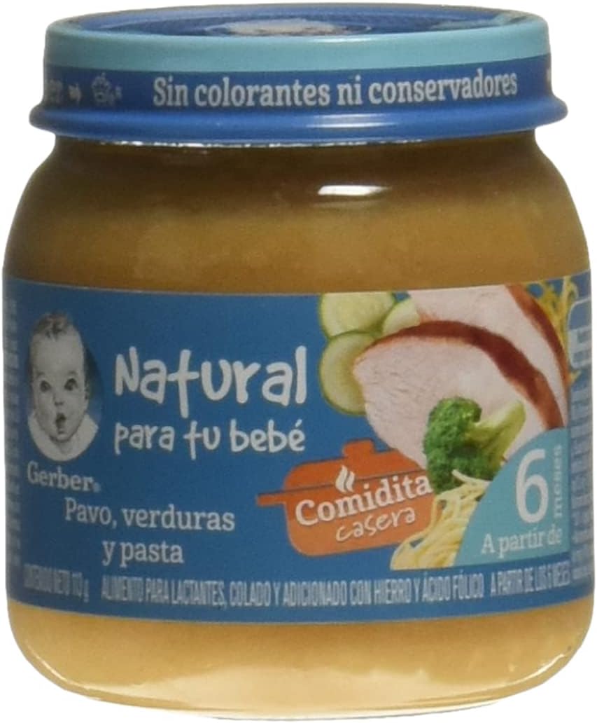 Gerber, Papilla GERBER Etapa 2 Verduras con pavo y pasta, 113 gr ...