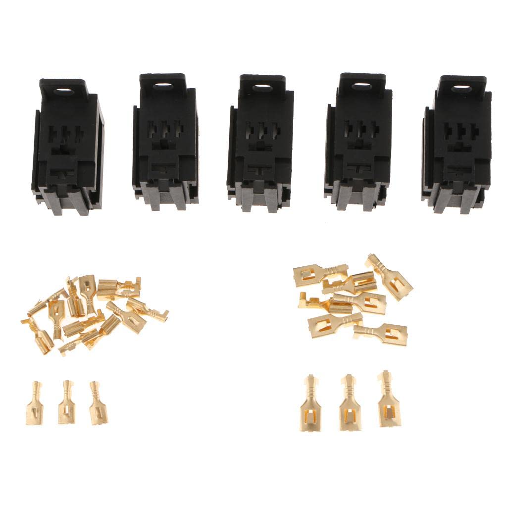 MYADDICTION 5 Set 4 Pins Power Relay Socket Connector Terminals for Car ...