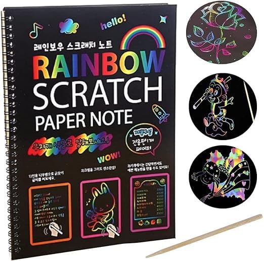 Rainbow Scratch Paper Notes Scratch Art Activity Books (5.5 inch x 4 ...
