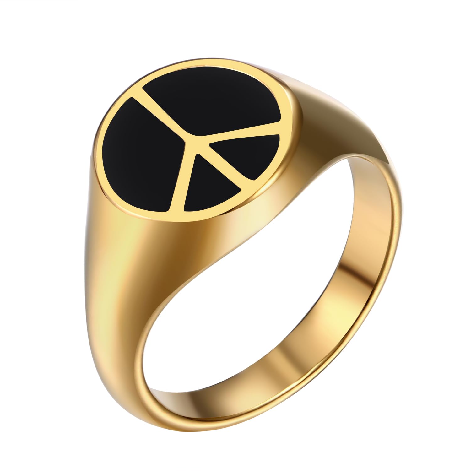 Rofusn Stainless Steel Peace Sign Ring Band World Peace Symbol Rings ...