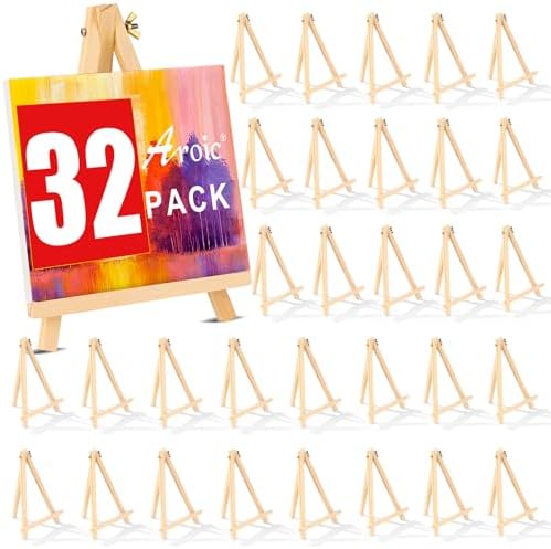 Amazon.com: 40 Pcs 6 Inch Natural Wooden Mini Easel Stand Artist Easel ...