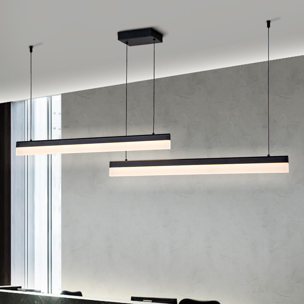 Linear Pendant Light Fixtures, 2 Lights Modern Chandelier, Dimmable LED ...