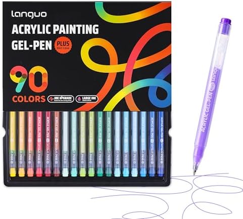 Amazon.com: languo Acrylic Gel Pens for Coloring, 90 Colors Set 3D ...