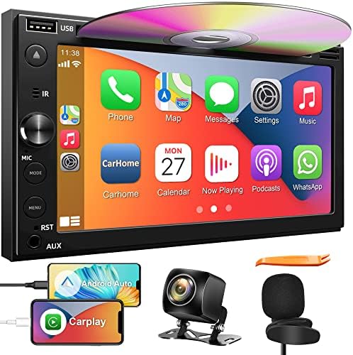 Amazon.com: Double Din Car Stereo Radio With CD/DVD Player, Voice ...