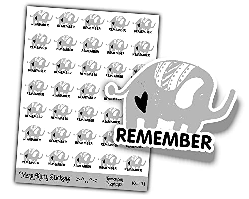 Remember Stickers – Elephant Stickers – Elephant Remember Planner ...