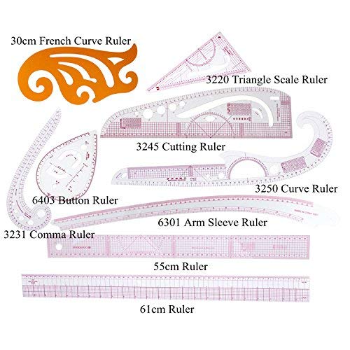RZDEAL 9 Style Plastic Fashion Ruler Set Vary Form 30cm French Curve ...