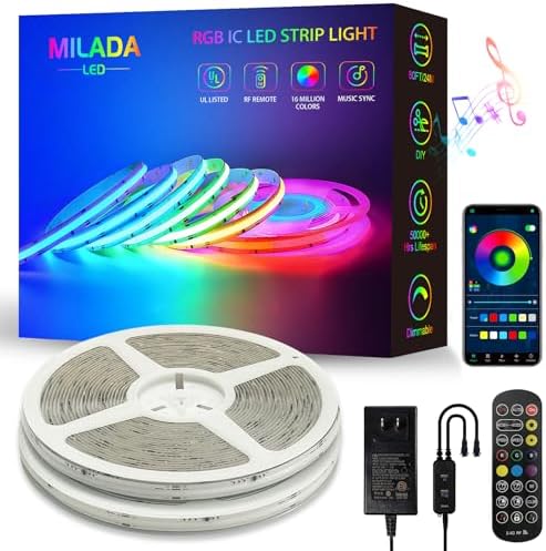 Amazon.com: RGB Smart IC COB LED Strip Light, 80ft Light Strip, UL ...