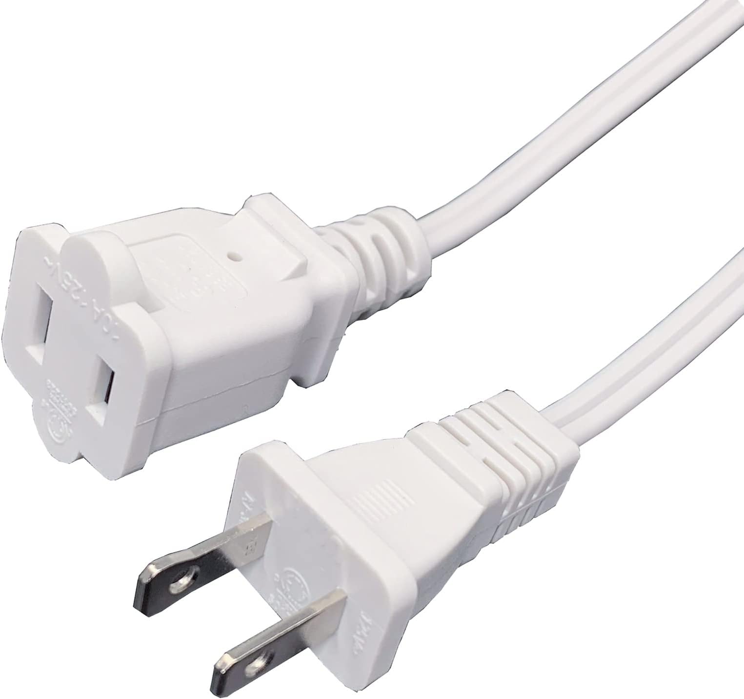 VSEER 2 Prong Extension Cord US AC 2-Prong Male and Female Power Cable ...