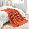 Amazon.com: CozeCube Check Knit Throw Blanket, Rust Orange Checkered ...