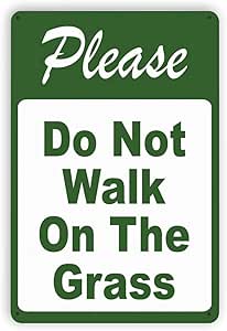 Amazon.com : Fafush Please Do Not Walk On Grass Metal Sign No Walking ...