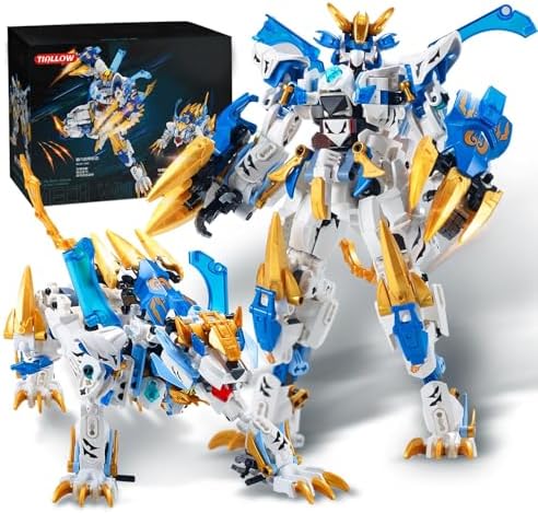 Amazon.com: TIALLOW White Tiger 2 in 1 Mech Building Sets,Transform ...