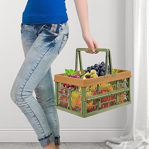 Tuevob Collapsible Shopping Basket Plastic Storage Crate Grocery Fruit ...