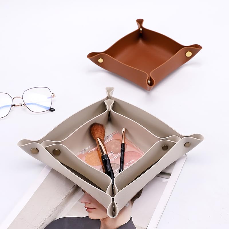 Snapklik.com : K Key Valet Tray Leather Nightstand Jewelry Storage Tray ...