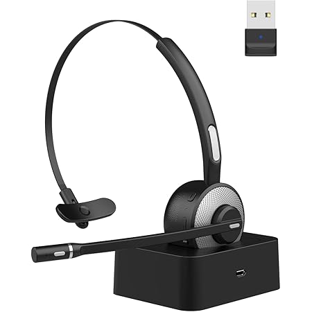 Amazon.com: Bluetooth Headset with Microphone, HUAKUA AI Noise ...